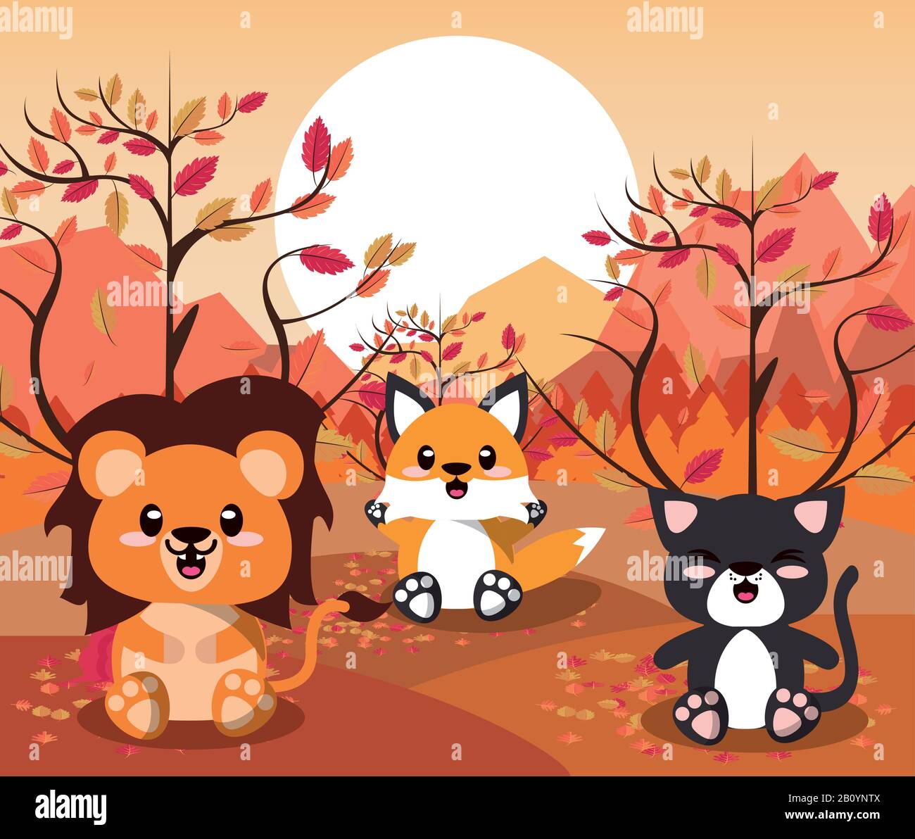cute animals group in landscape scene Stock Vector Image & Art - Alamy
