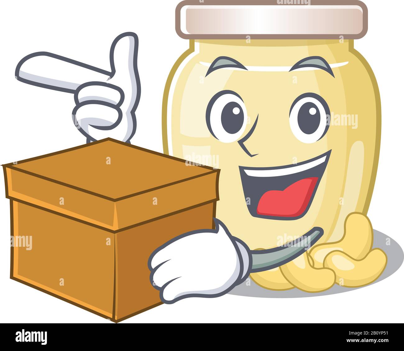 Cute cashew butter cartoon character having a box Stock Vector Image ...