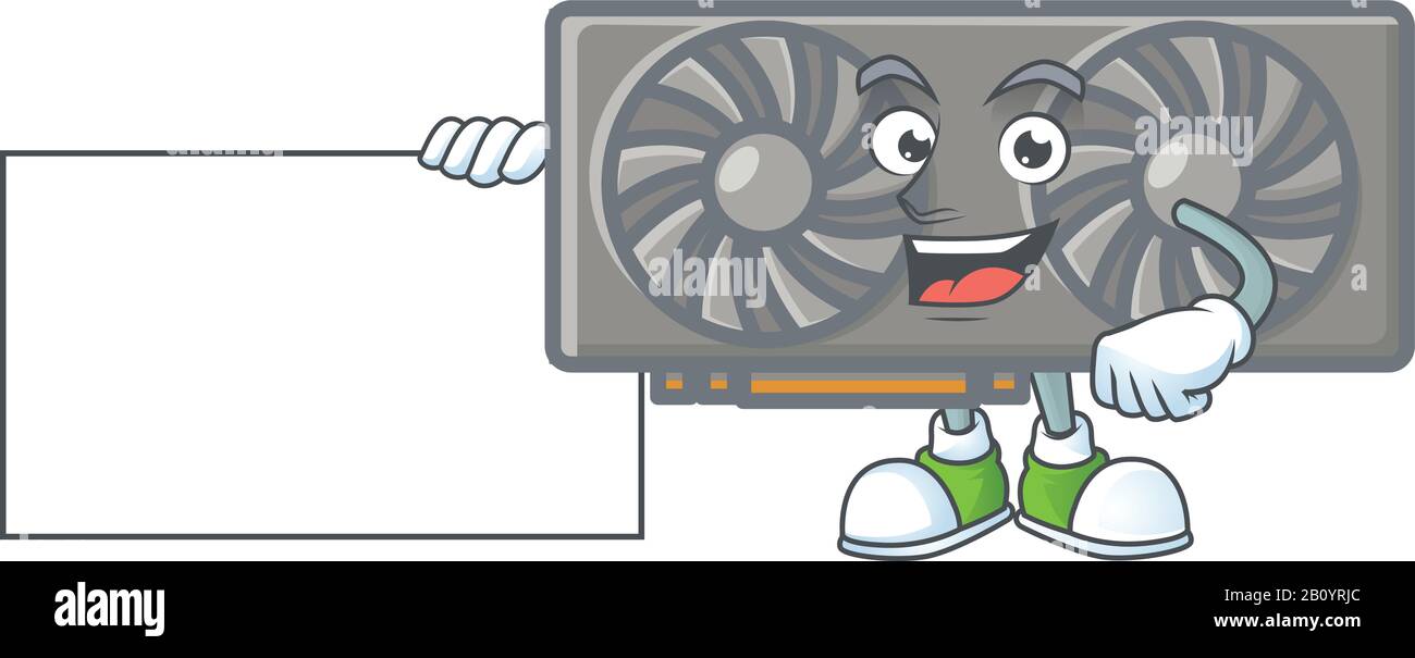 Cute funny gaming VGA card cartoon character having a board Stock ...