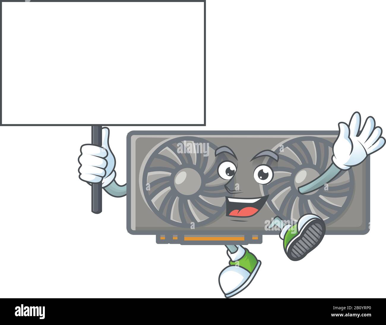 A picture of gaming VGA card cartoon character with board Stock Vector ...