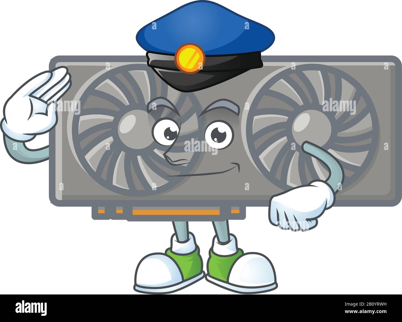 A character design of gaming VGA card working as a Police officer Stock ...