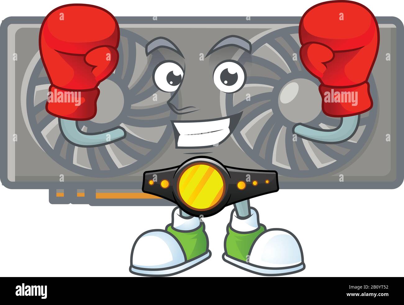 A sporty Boxing gaming VGA card cartoon character design style Stock ...