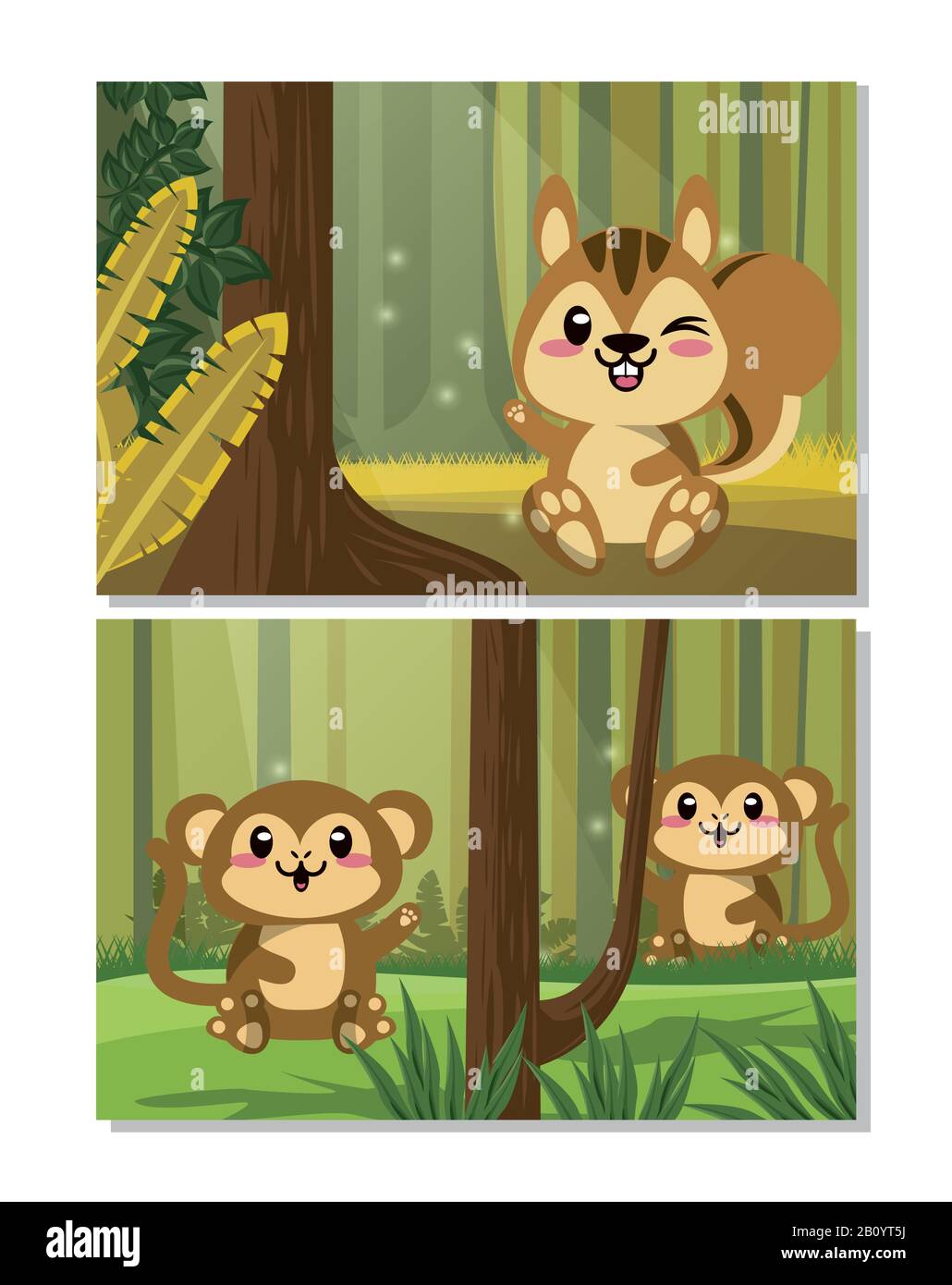 cute chipmunk and monkeys animals Stock Vector Image & Art - Alamy