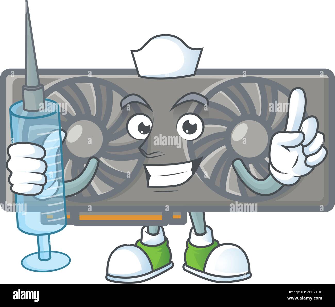 Smiley Nurse gaming VGA card cartoon character with a syringe Stock ...