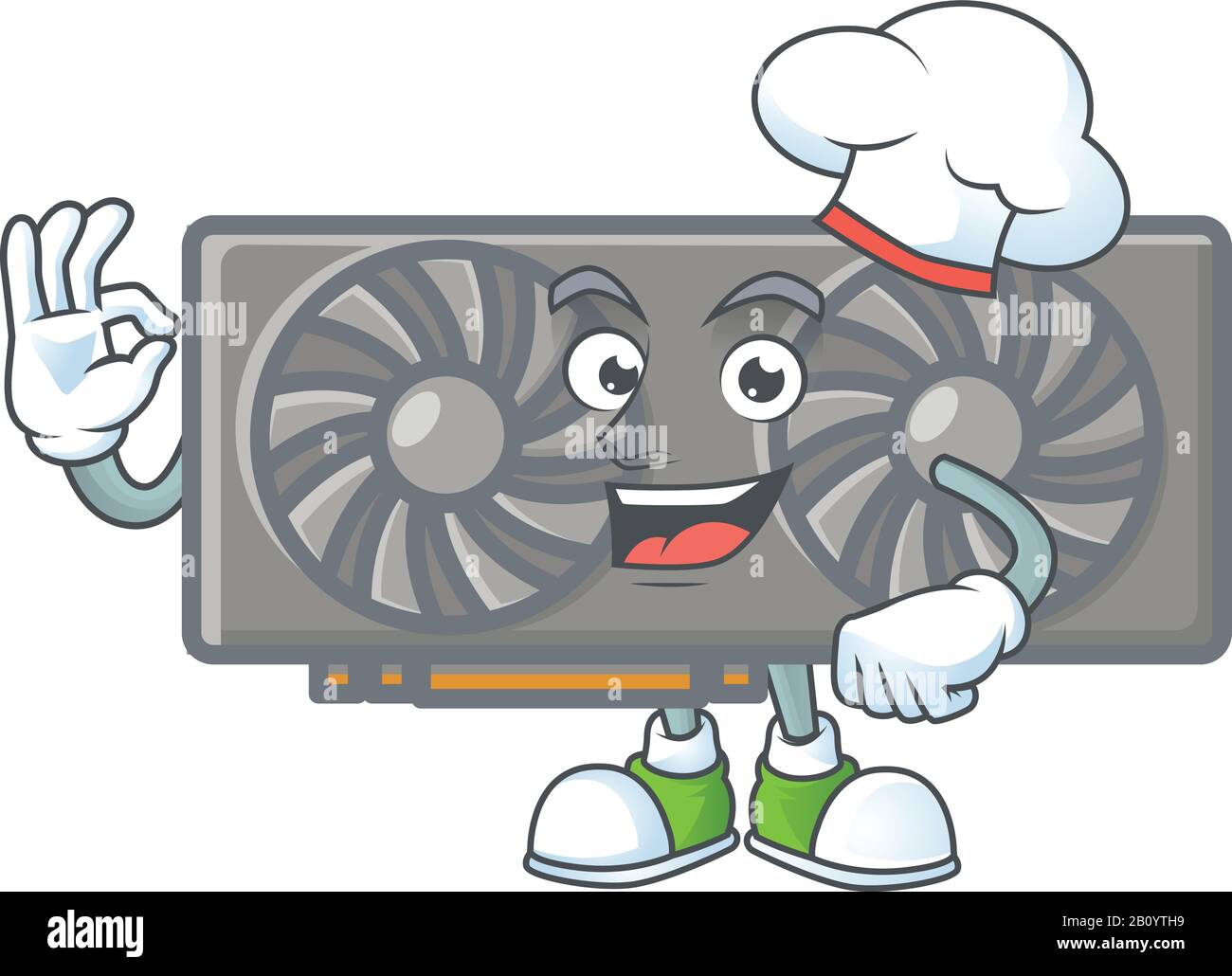 Gaming VGA card cartoon character in a chef dress and white hat Stock ...