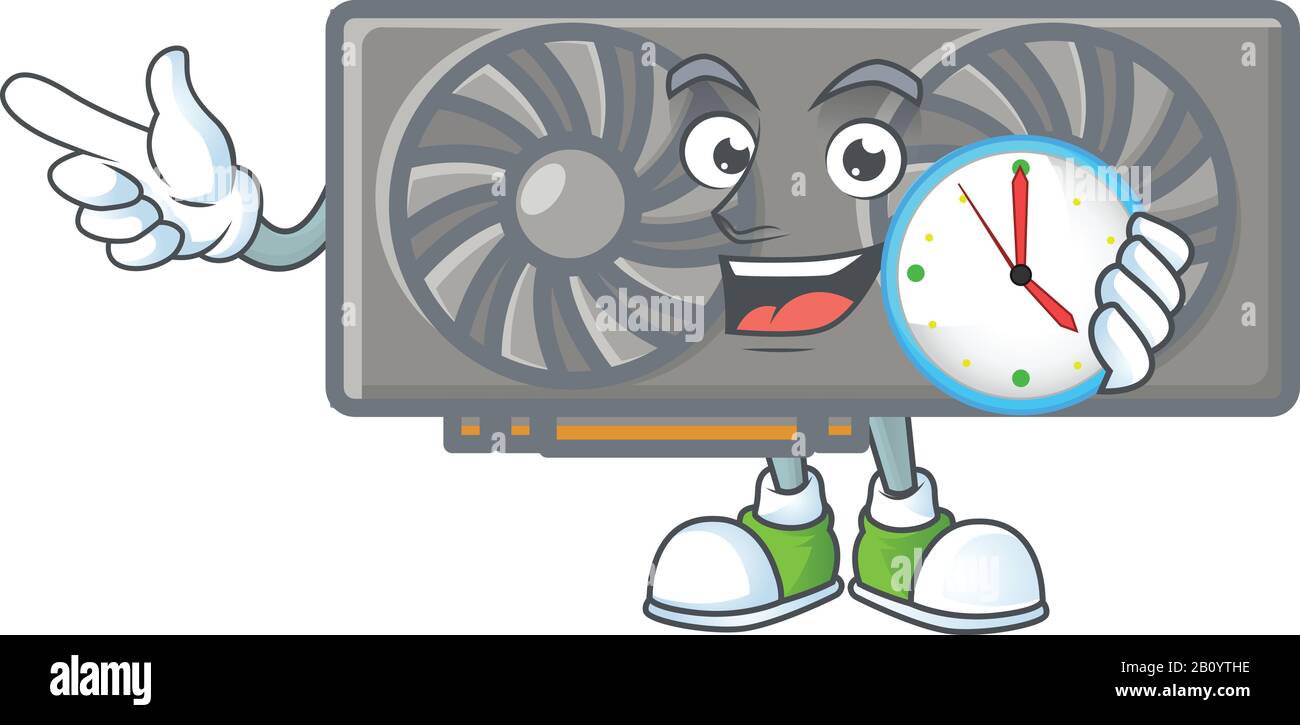 Gaming VGA card cartoon character style with a clock Stock Vector Image ...