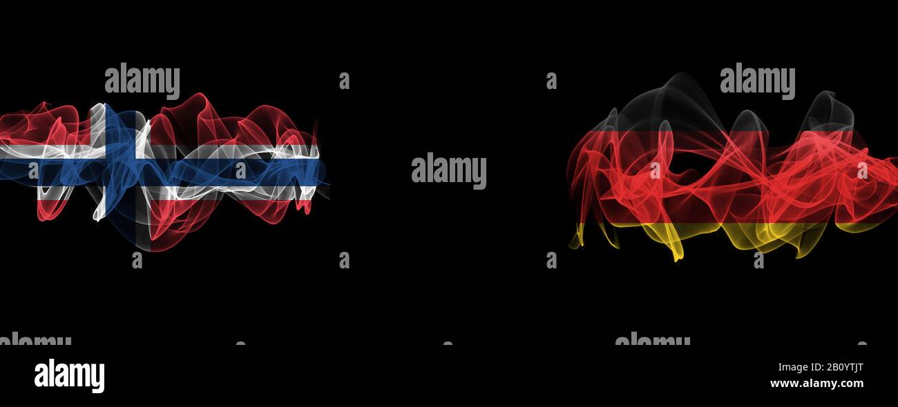 Flags of Norway and Germany on Black background, Norway vs Germany ...
