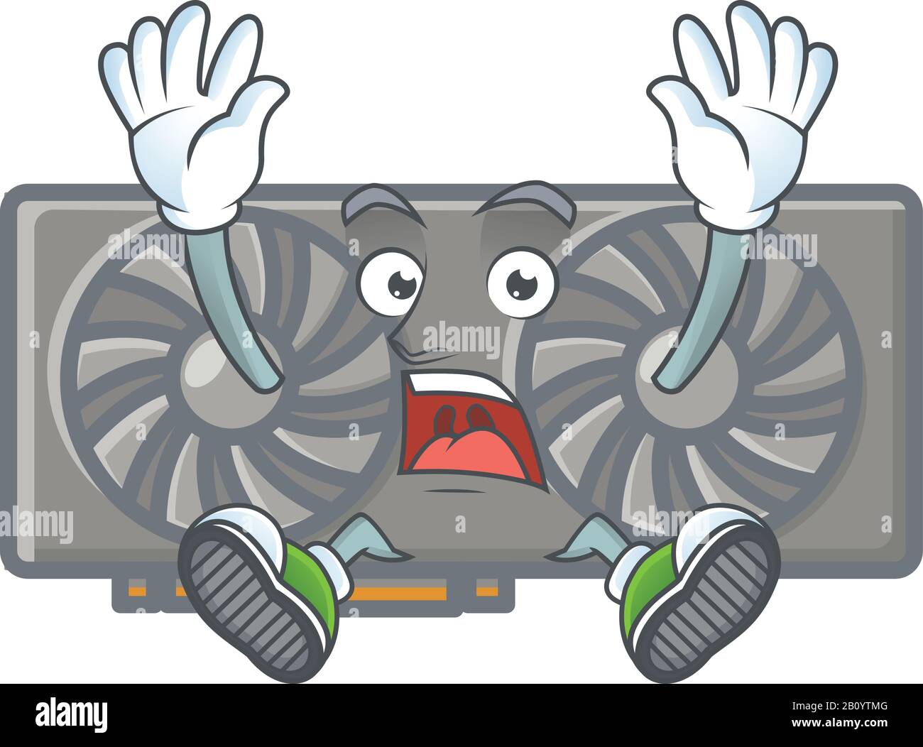 A picture of gaming VGA card cartoon design with shocking gesture Stock ...