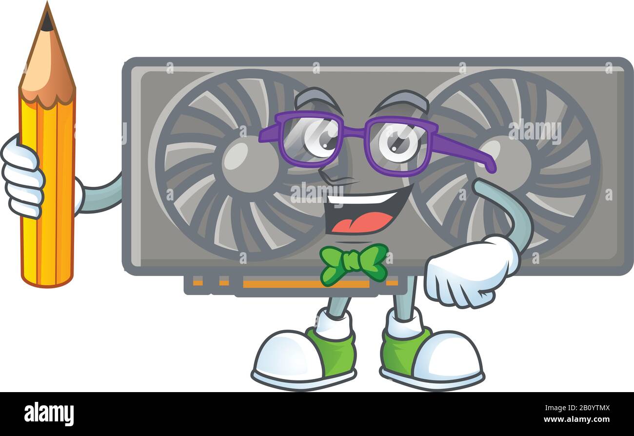 A mascot icon of Student gaming VGA card character holding pencil Stock ...