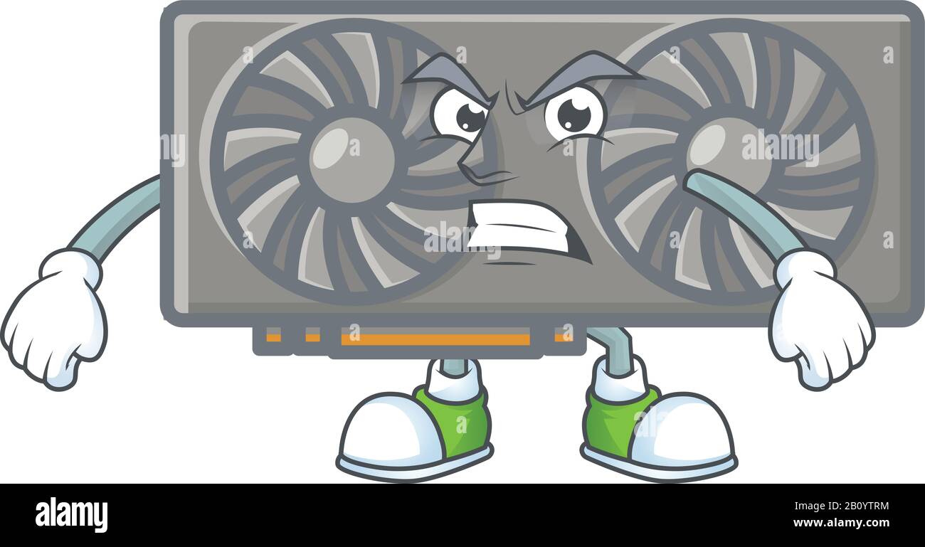 cartoon character of gaming VGA card with angry face Stock Vector Image ...