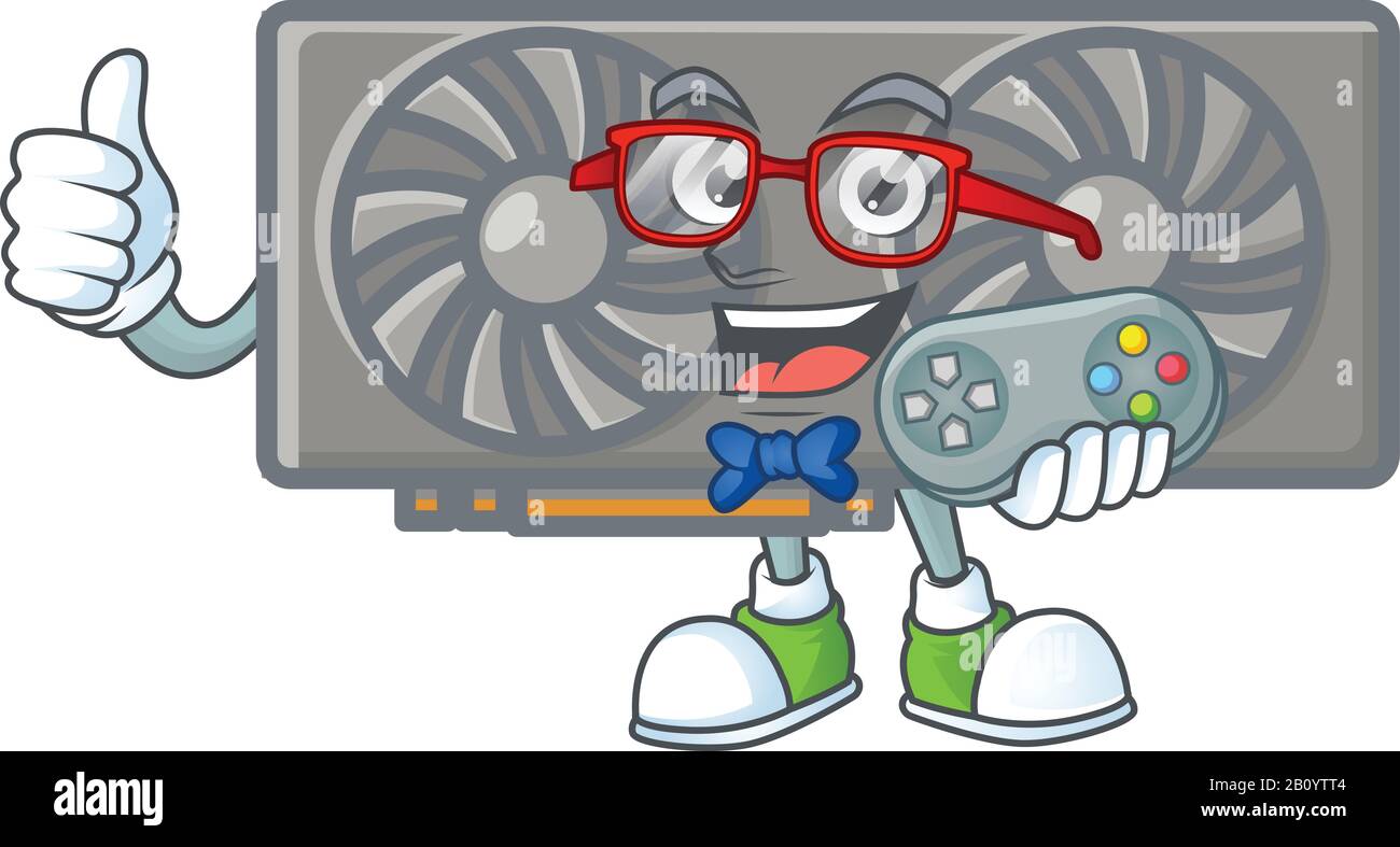 An attractive gamer gaming VGA card cartoon character design Stock ...