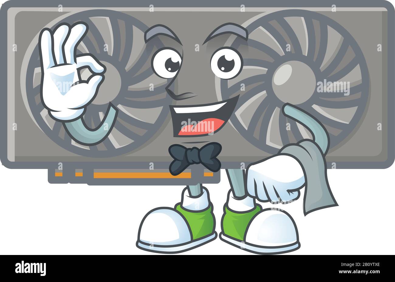 A gaming VGA card cartoon mascot working as a Waiter Stock Vector Image ...