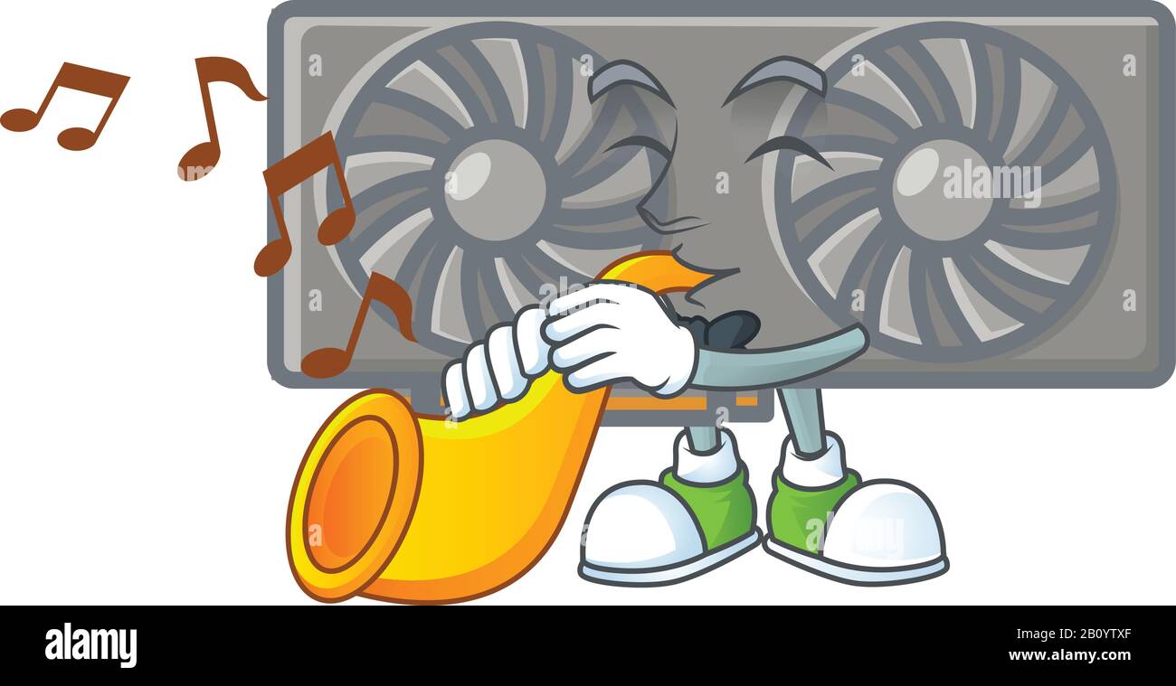 cartoon character style of gaming VGA card playing a trumpet Stock ...