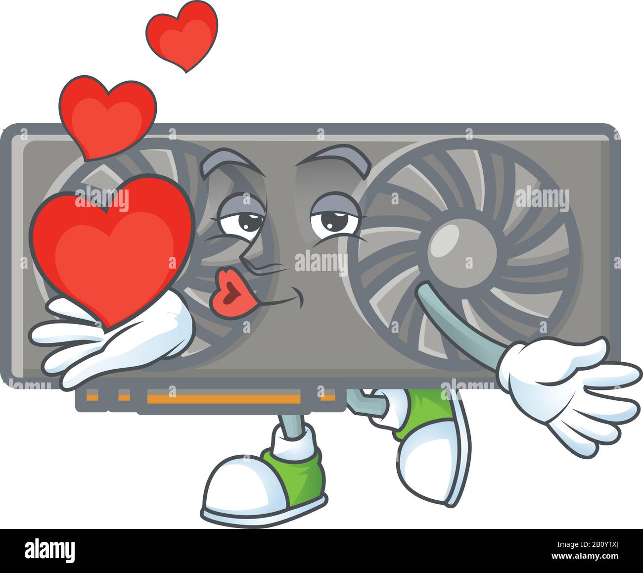 A sweetie gaming VGA card cartoon character holding a heart Stock ...