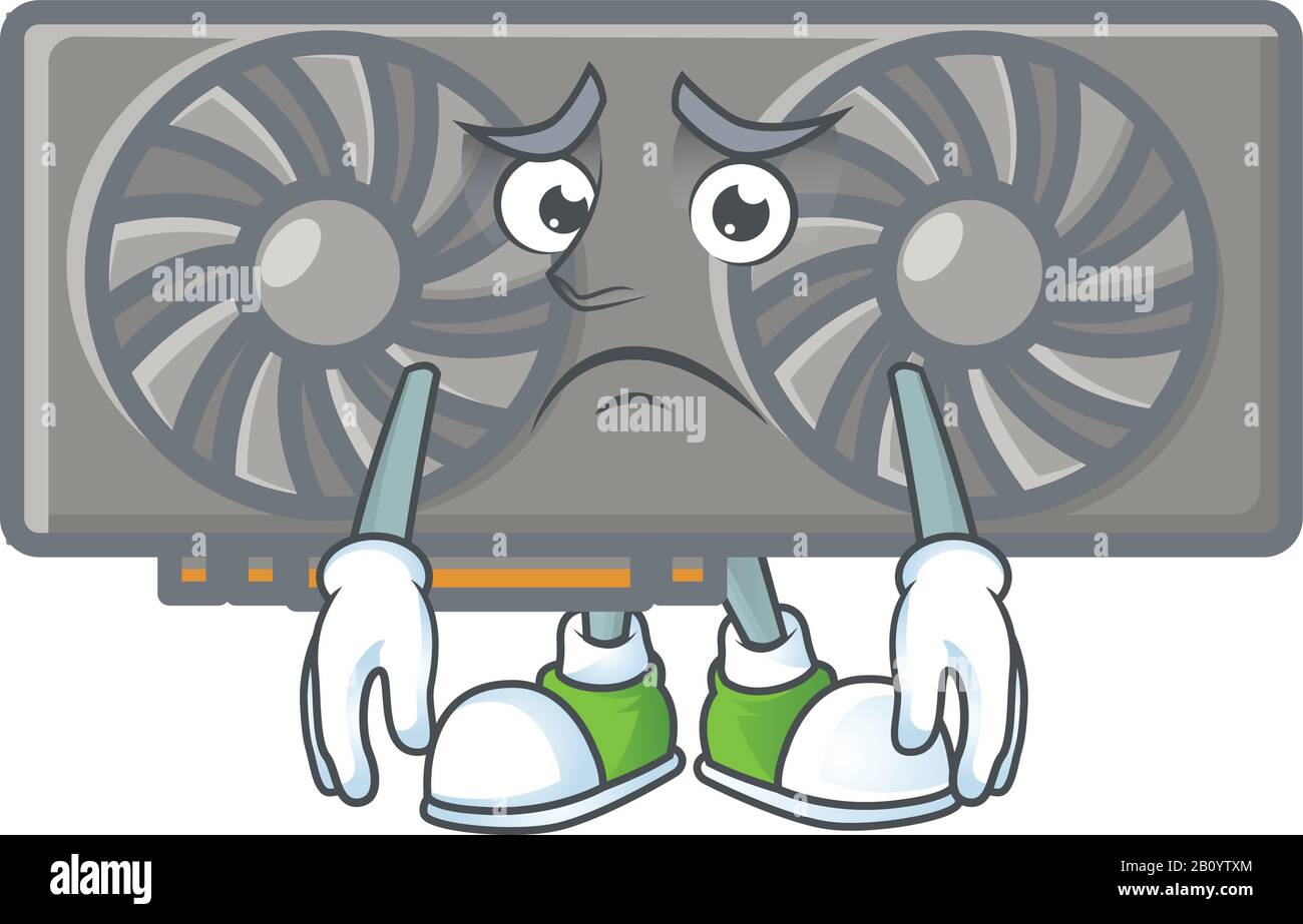 Cartoon character of a gaming VGA card having an afraid face Stock ...