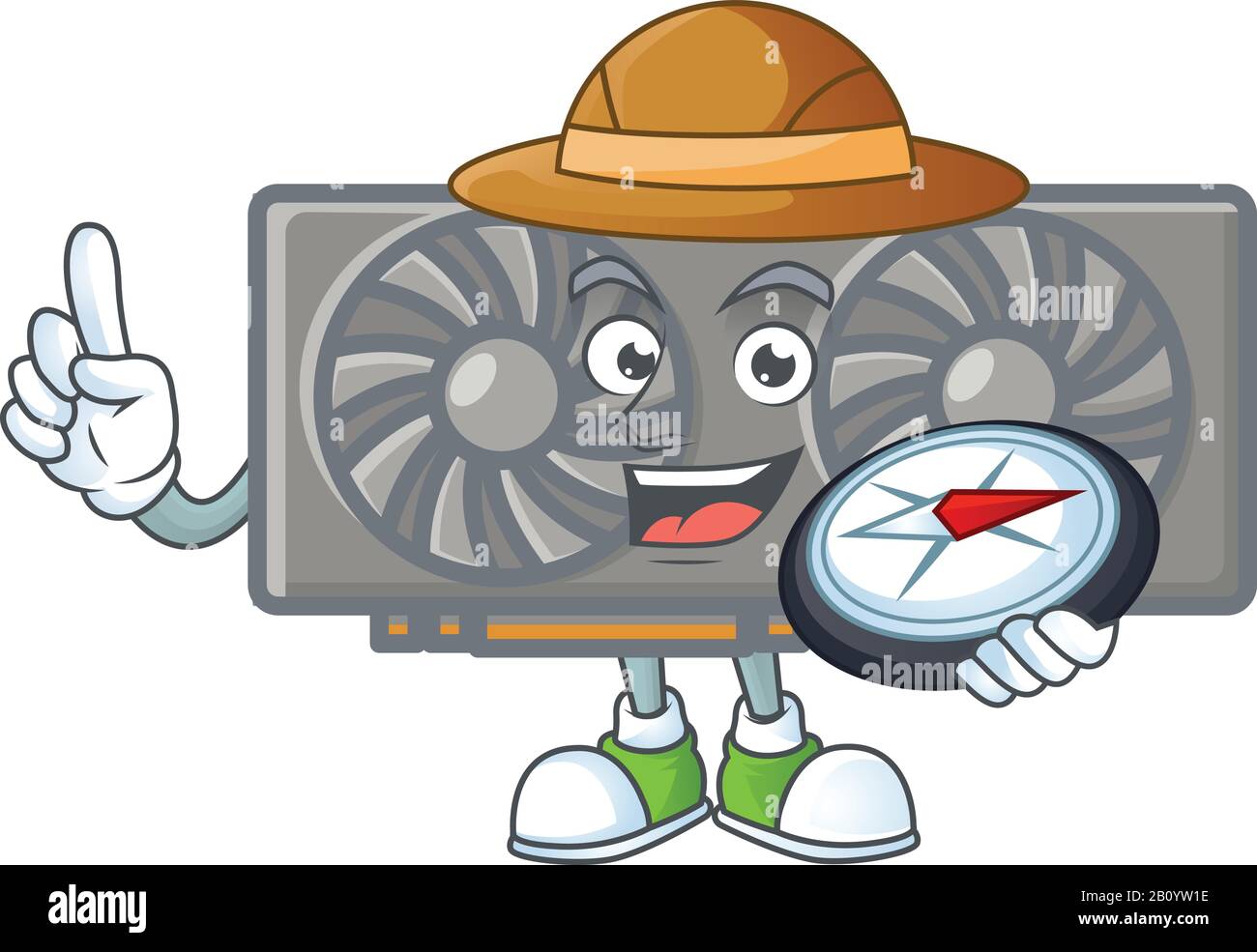 A gaming VGA card explorer cartoon design having a compass Stock Vector ...