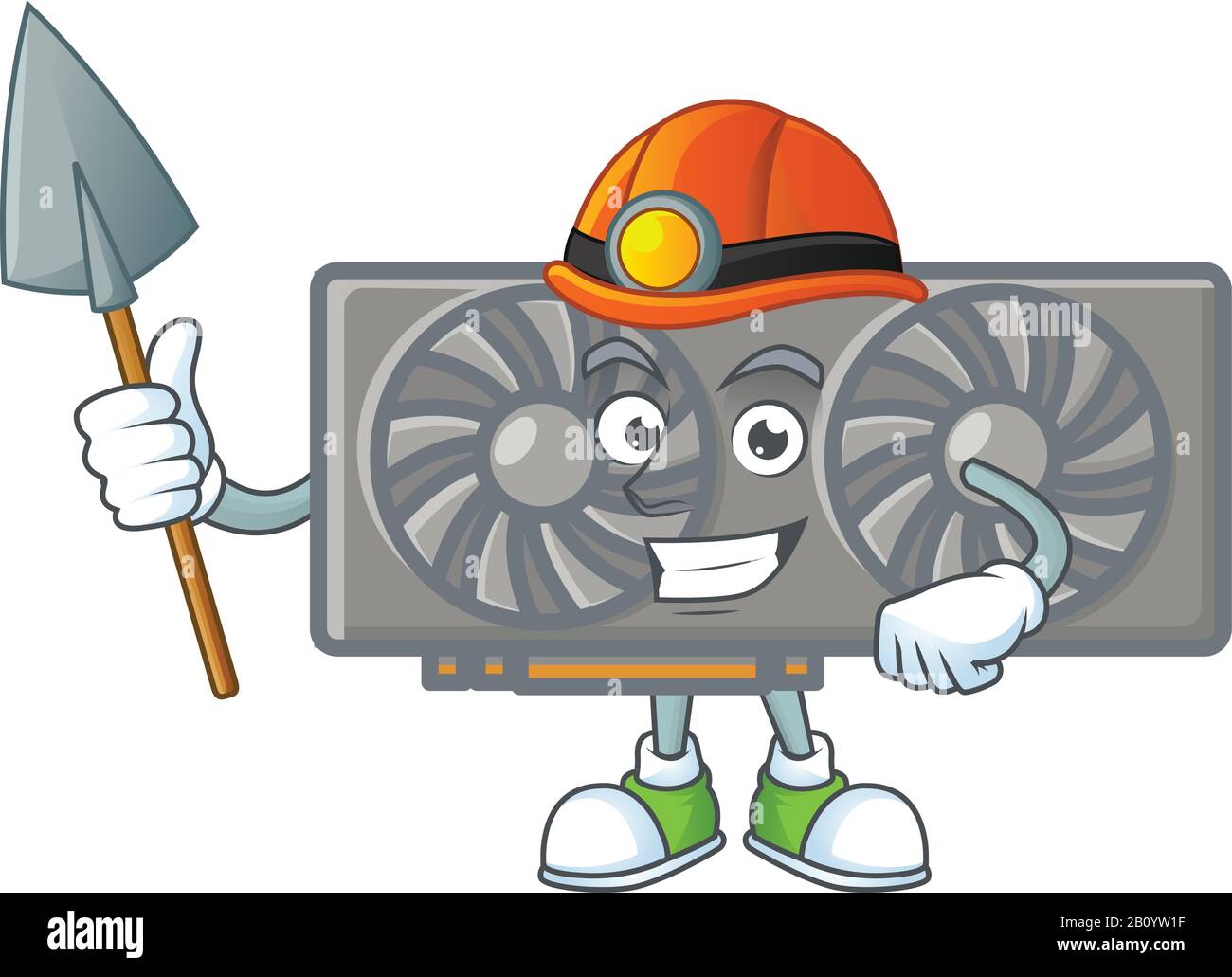 Cool clever Miner gaming VGA card cartoon character design Stock Vector ...