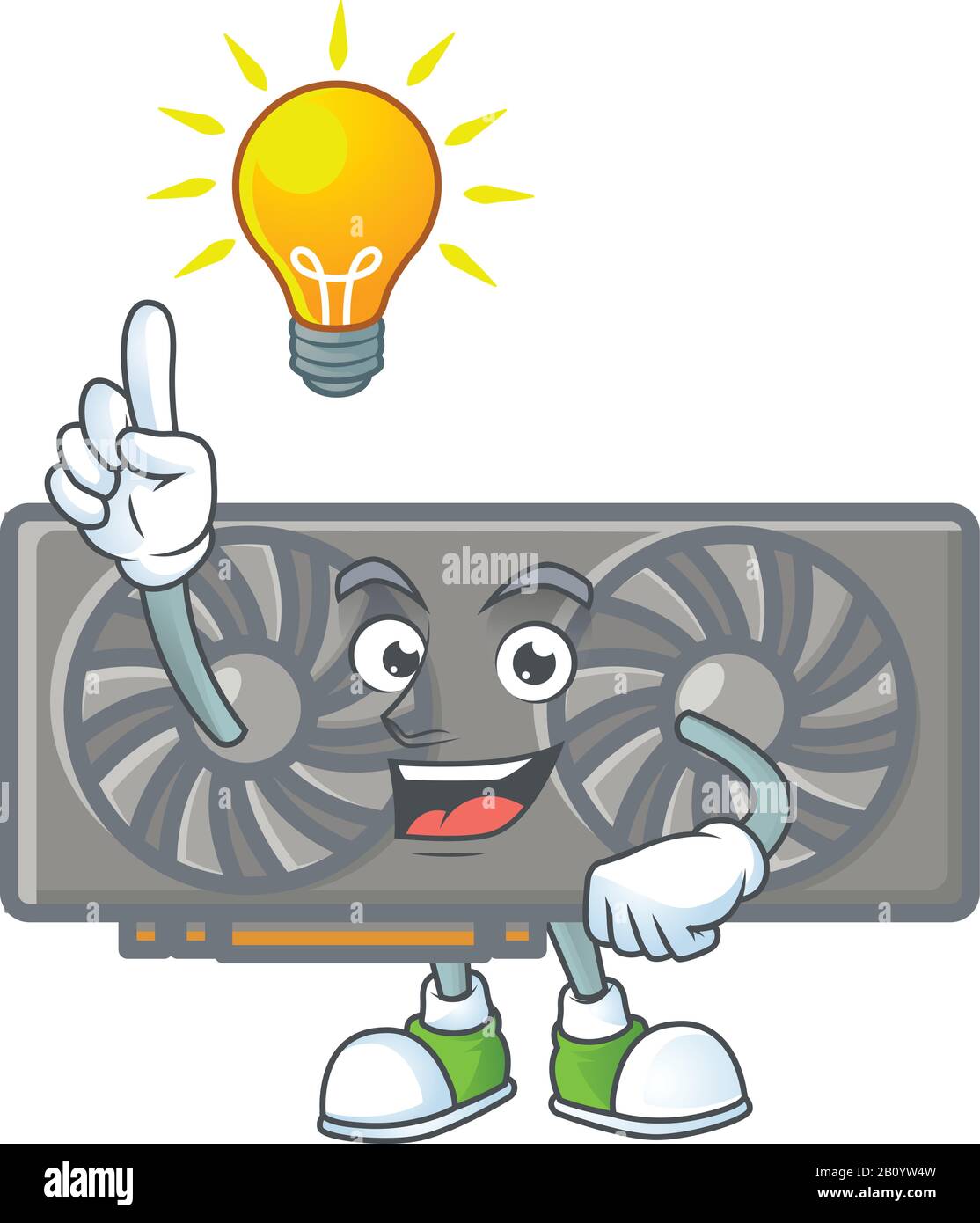 Smart gaming VGA card cartoon character has an idea Stock Vector Image ...