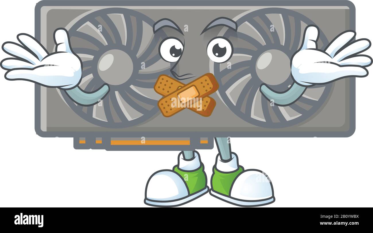 mascot cartoon character design of gaming VGA card making a silent ...