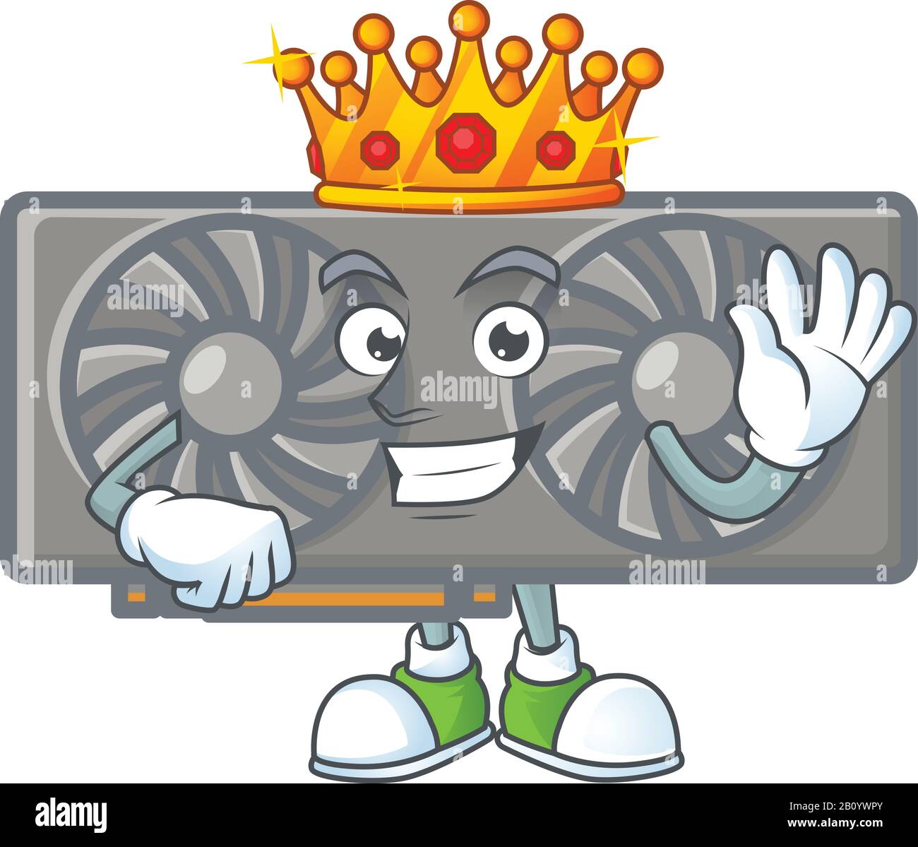 A dazzling of gaming VGA card stylized of King on cartoon mascot design ...