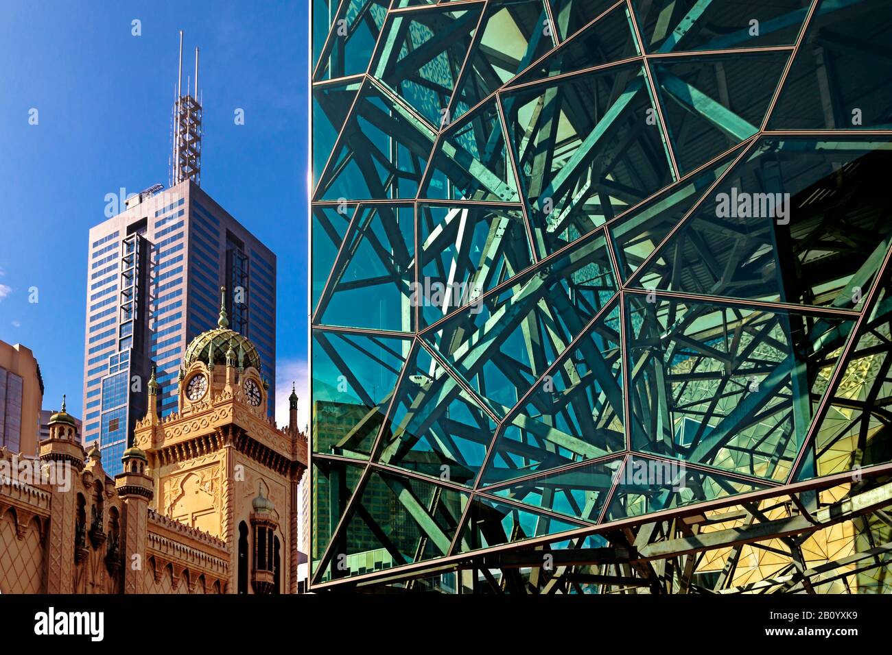 Modern architecture in Federation Square, Melbourne, Australia Stock ...