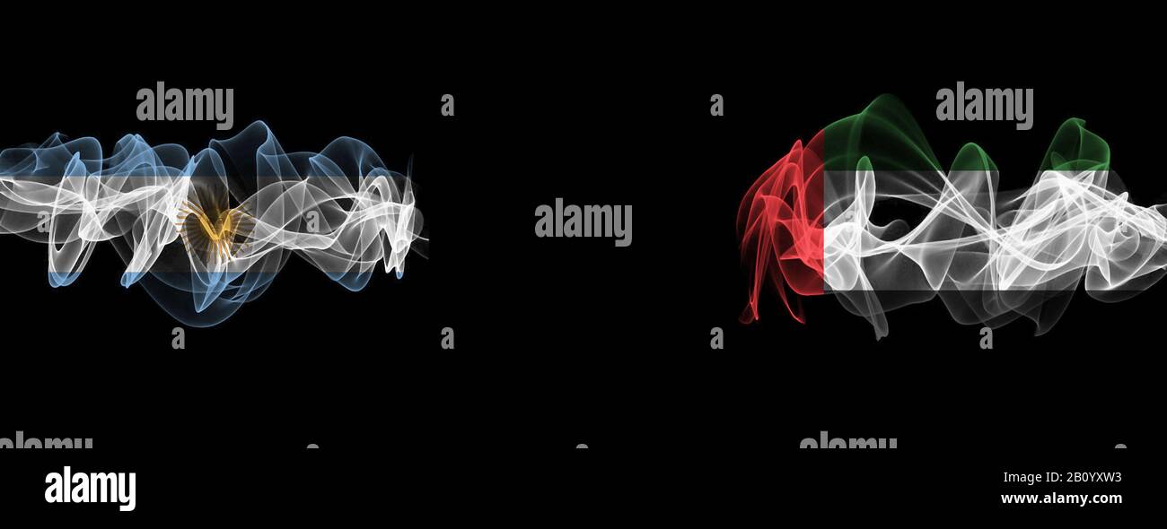 Flags of Argentina and UAE on Black background, Argentina vs United ...