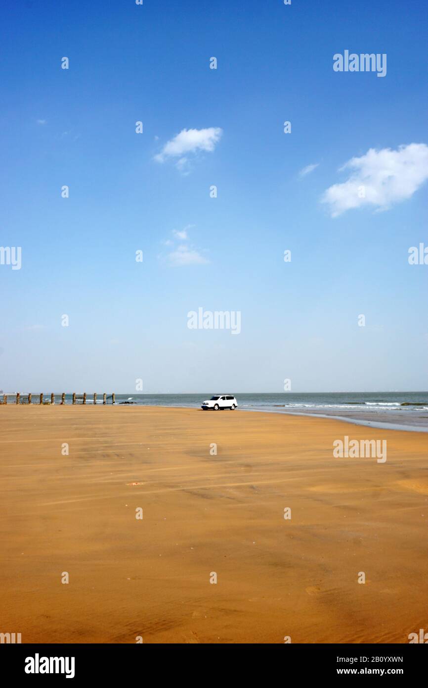 Beach scenery of Wujiatai Sea in Rizhao, Shandong Province, China。A ...