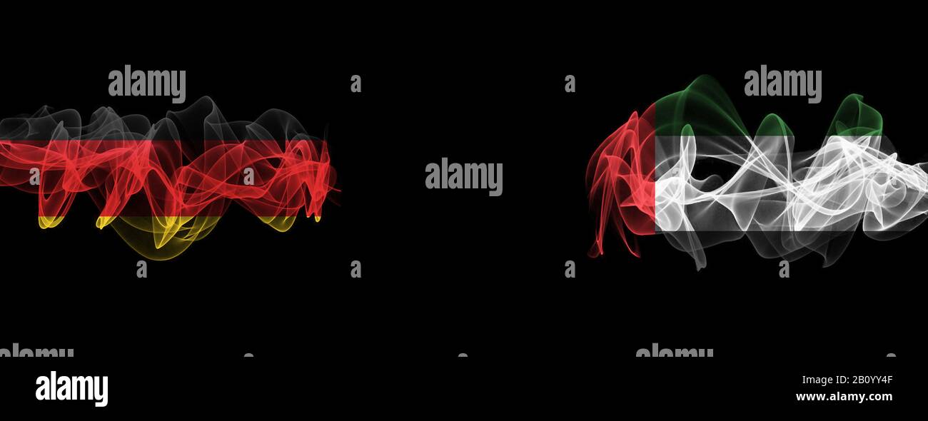 Flags of Germany and UAE on Black background, Germany vs United Arab ...