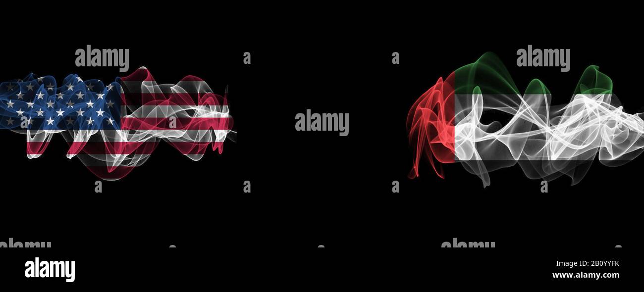 Flags of USA and UAE on Black background, USA vs United Arab Emirates ...
