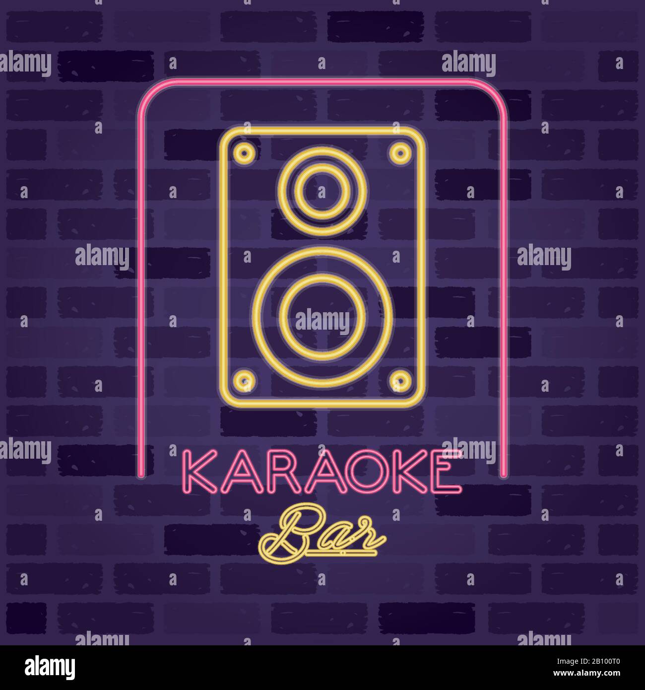 karaoke word with speaker calligraphy neon lights Stock Vector Image ...