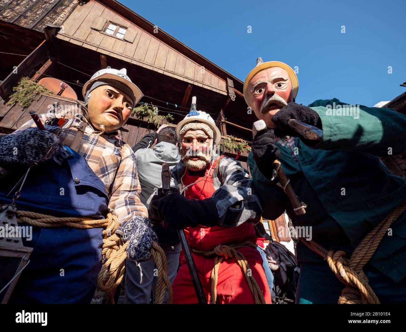 Revellers wearing masks take part during the carnival.Traditional ...