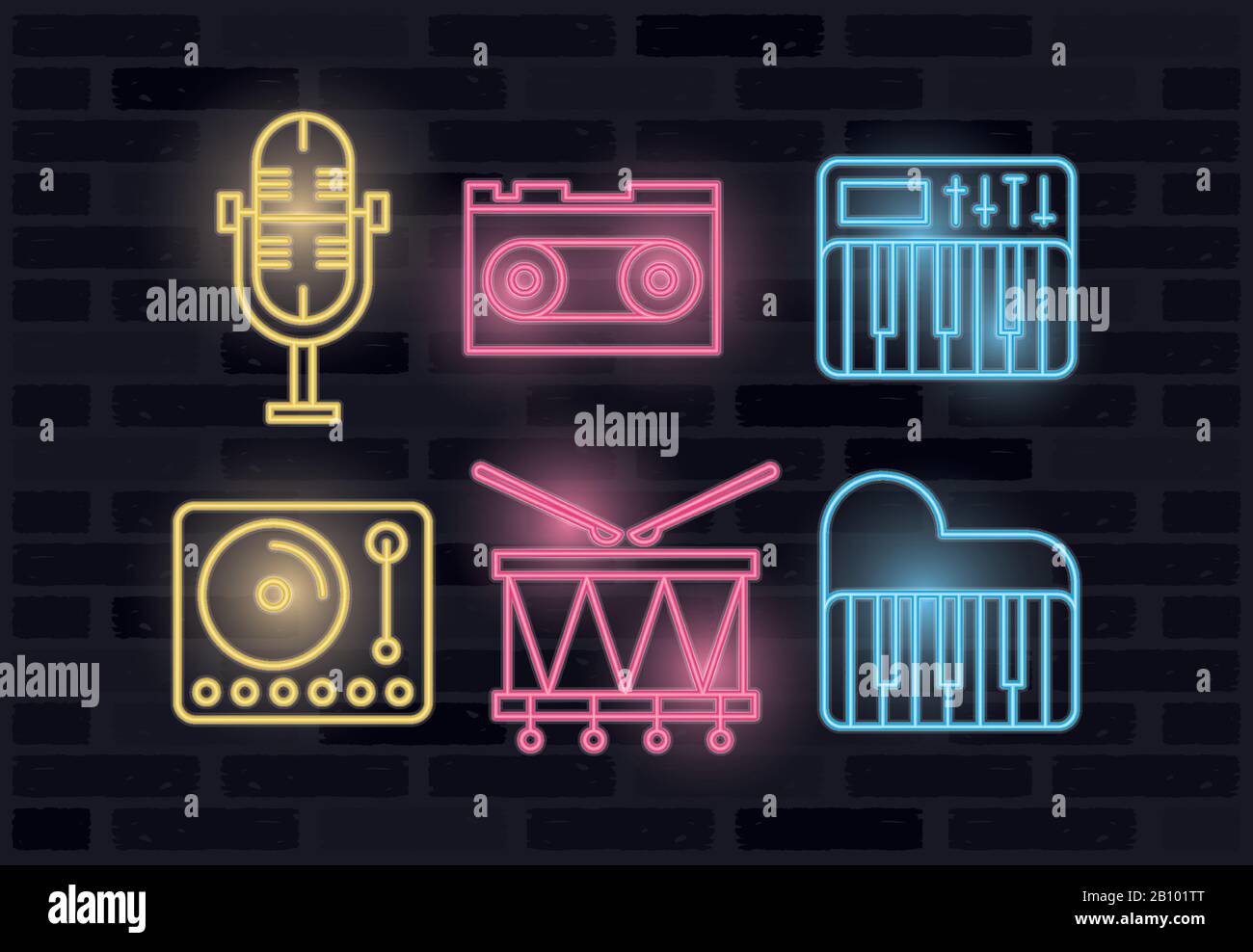 bundle of icons neon lights Stock Vector Image & Art - Alamy