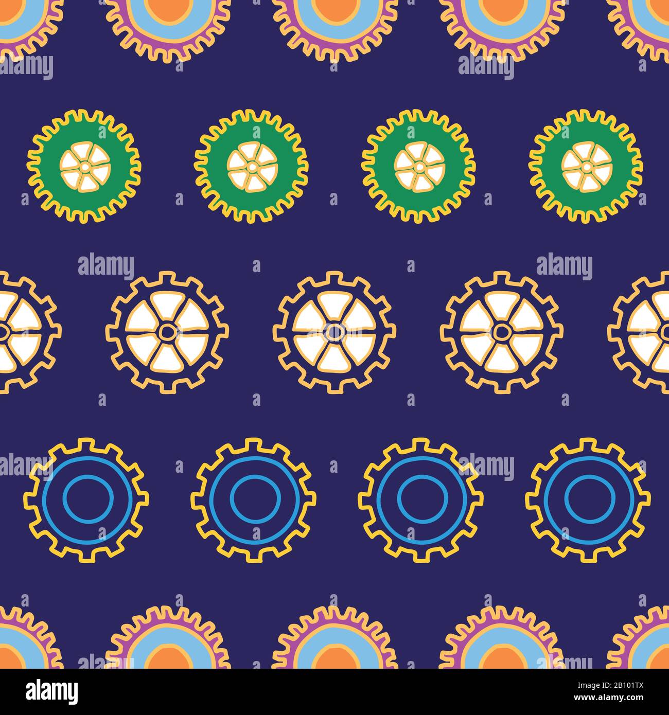 Corporate Cog, rows of cogs making stripes of Modern Cartoon style Gears seamless repeat vector ...