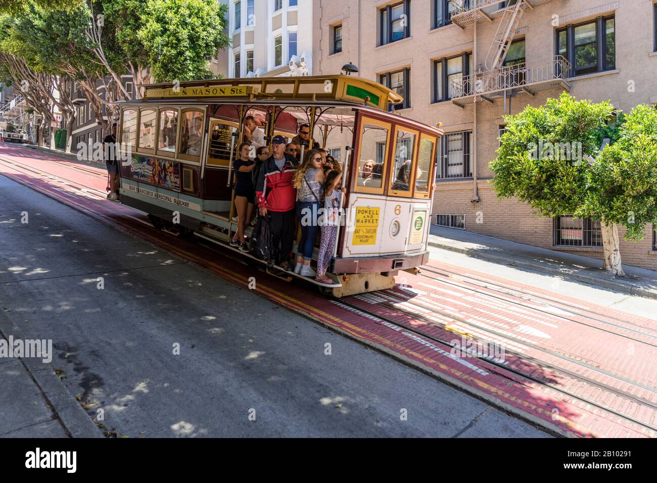Historic CABLE CAR, Downtown, San Francisco, California, USA Stock ...