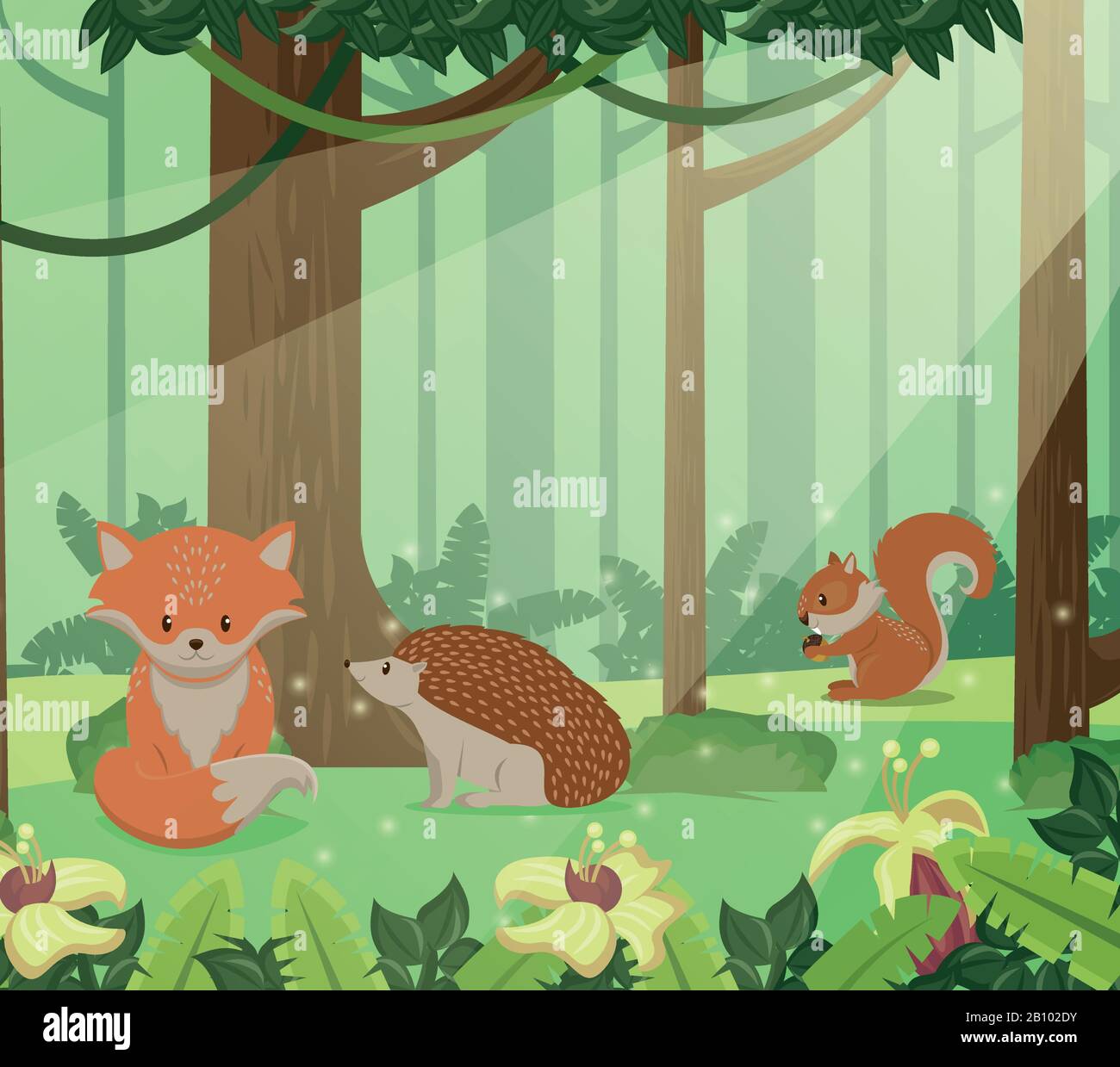 cute animals group in landscape scene Stock Vector Image & Art - Alamy