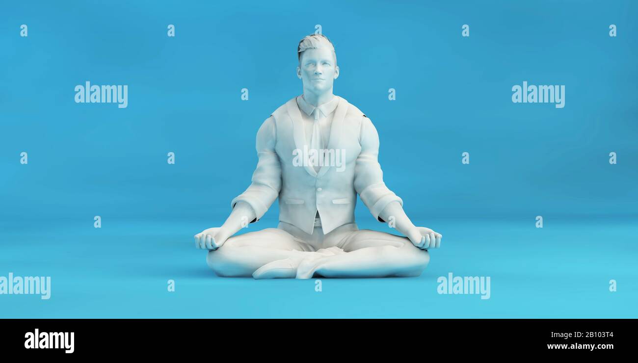 Business Man Zen Meditating and Keeping Calm or Stress Free Stock Photo ...