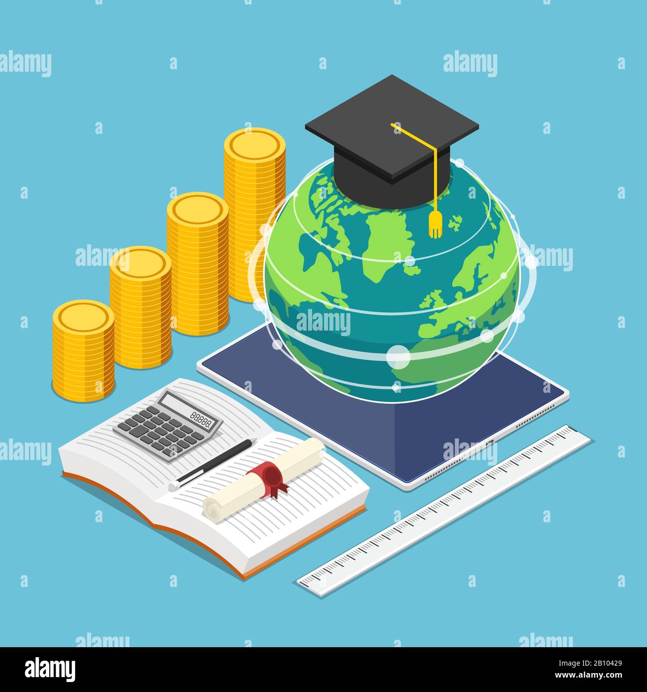World globe graduation cap diploma hi-res stock photography and images ...