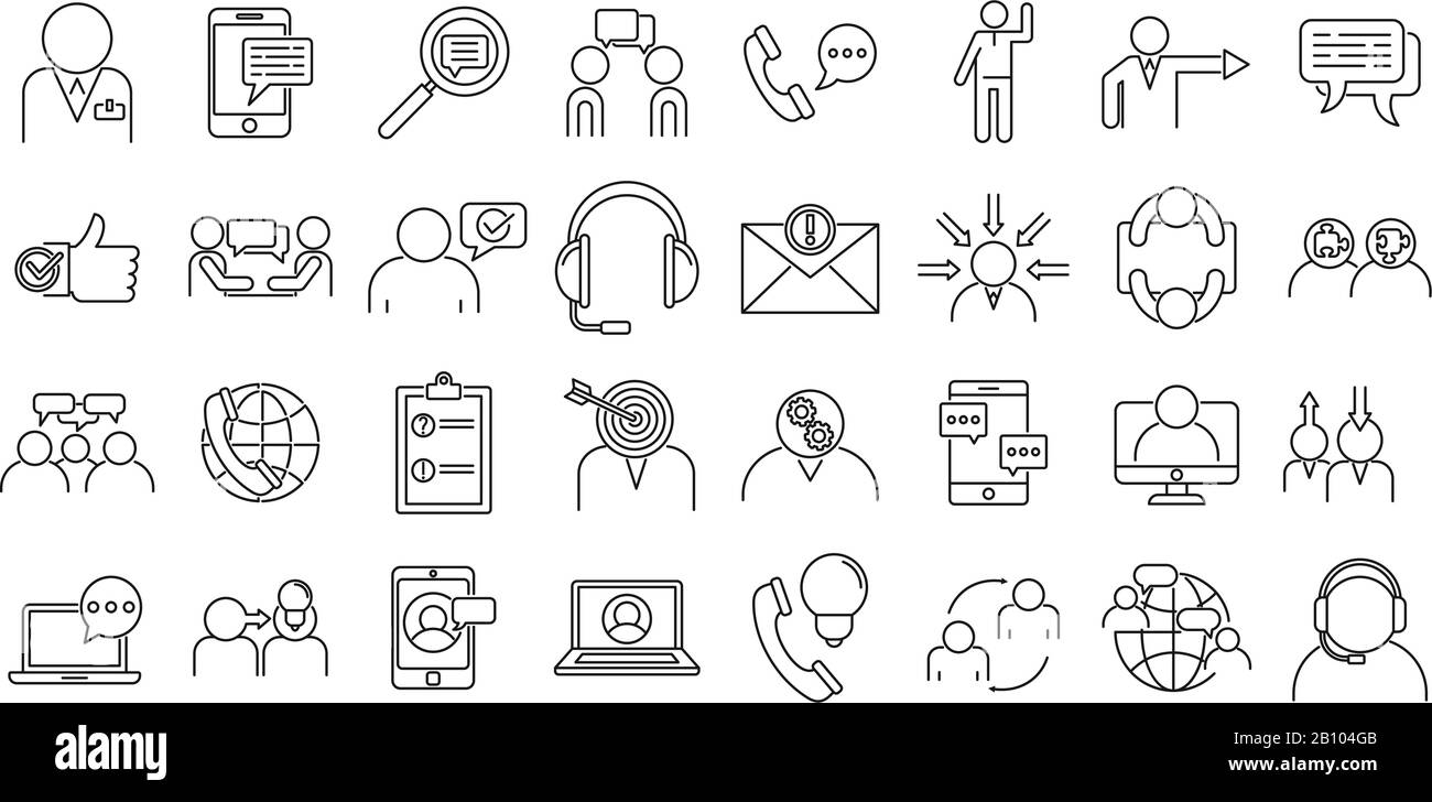Advice communication icons set. Outline set of advice communication ...
