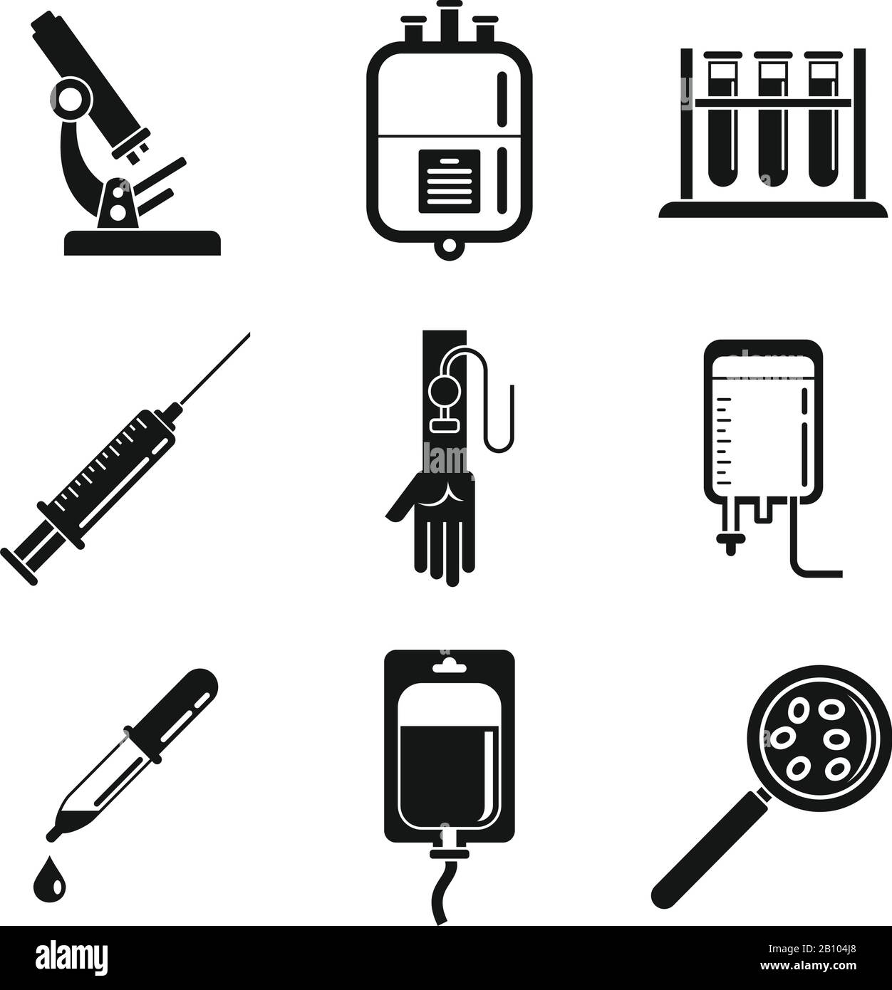 Blood transfusion aid icons set. Simple set of blood transfusion aid ...