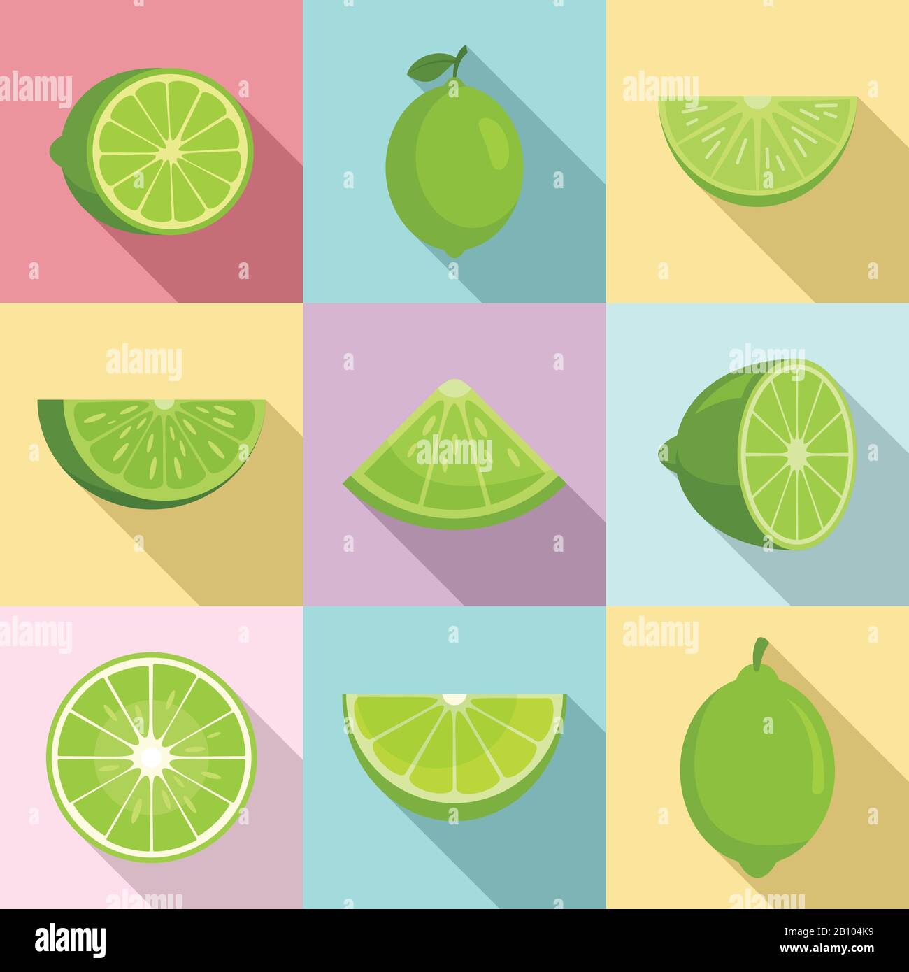 Lime icons set. Flat set of lime vector icons for web design Stock ...