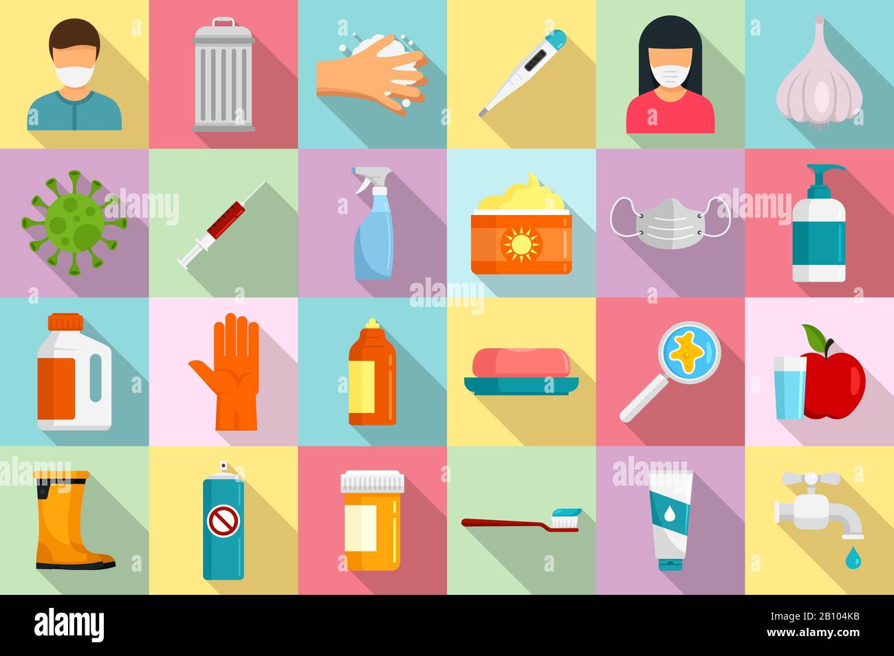 Prevention icons set. Flat set of prevention vector icons for web ...