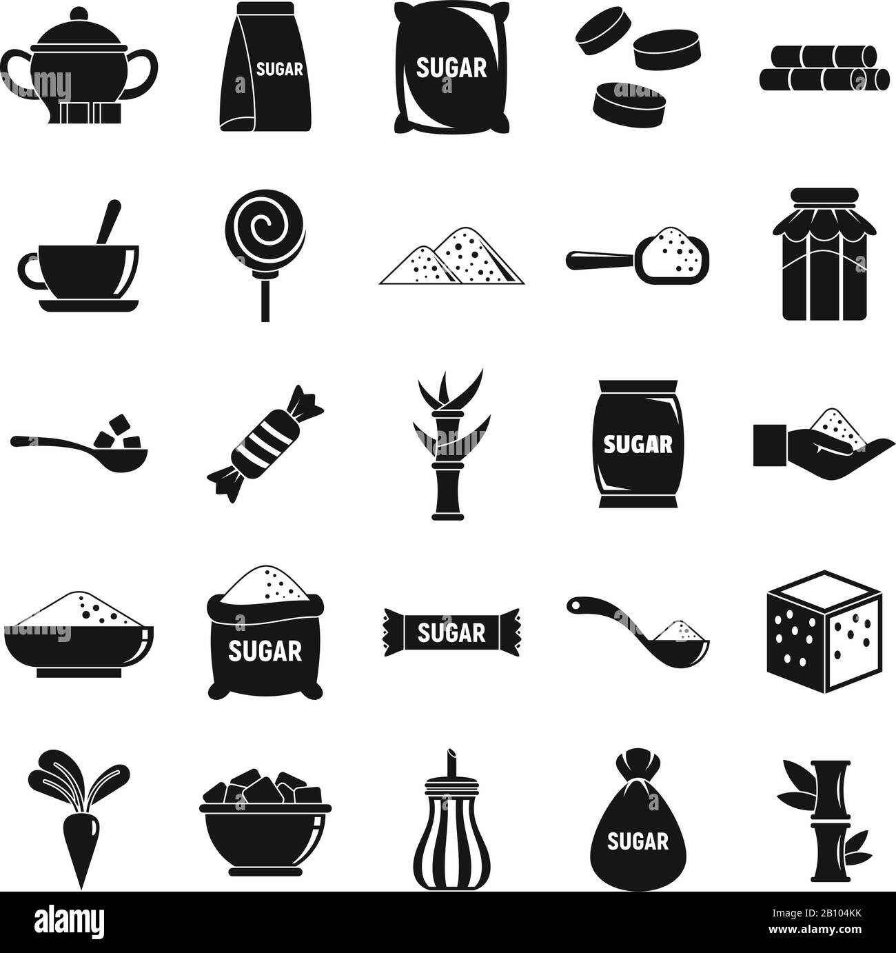 Sugar icons set. Simple set of sugar vector icons for web design on white background Stock ...