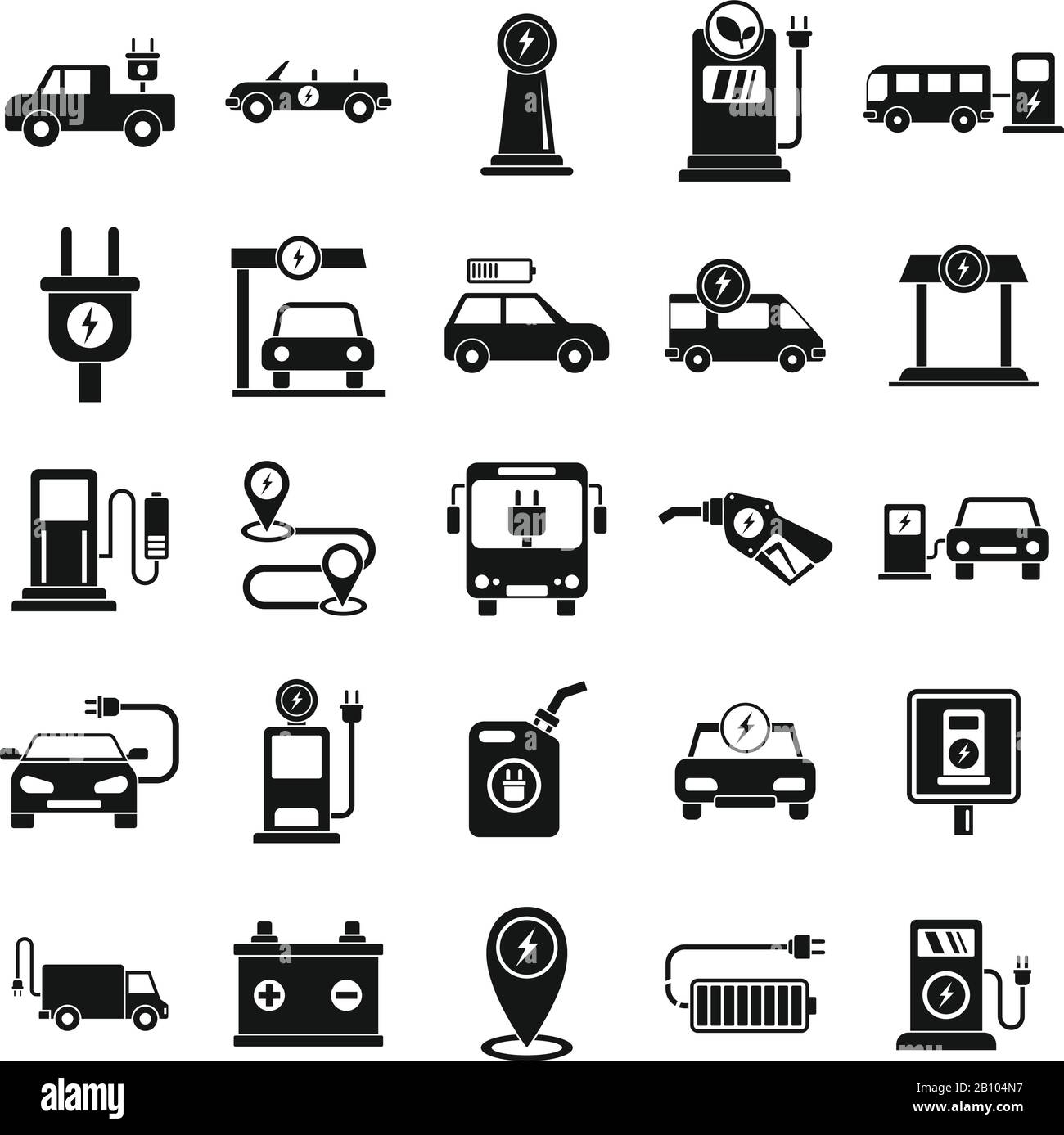 Electrical refueling icons set. Simple set of electrical refueling ...