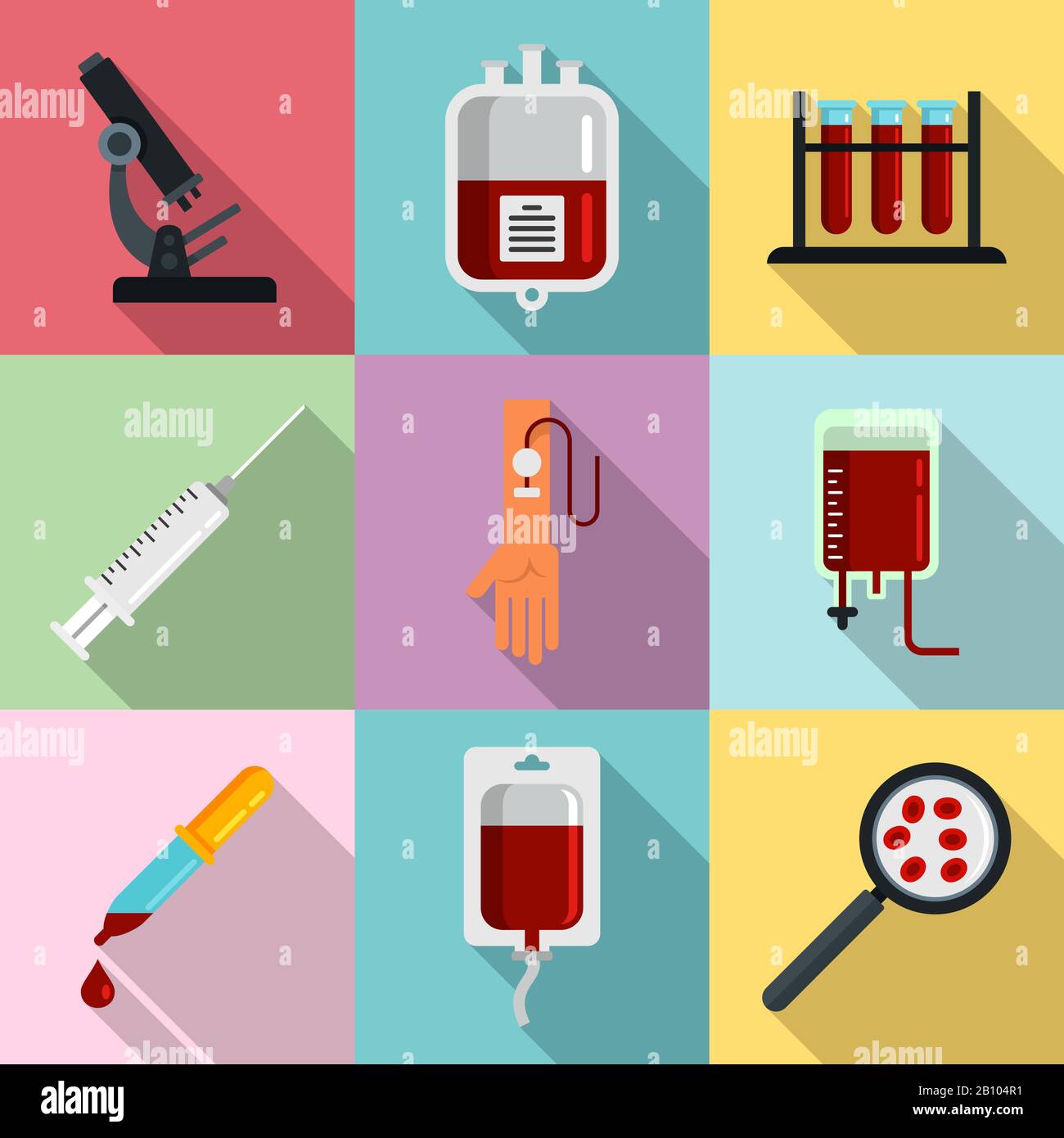 Blood transfusion icons set. Flat set of blood transfusion vector icons ...