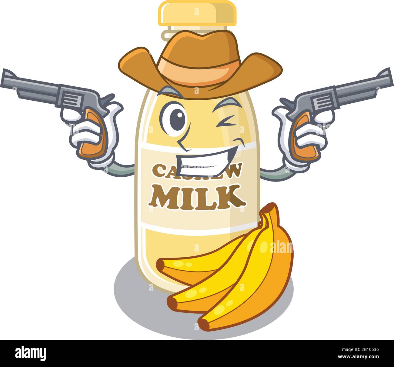 Cashew milk Cowboy cartoon concept having guns Stock Vector Image & Art ...