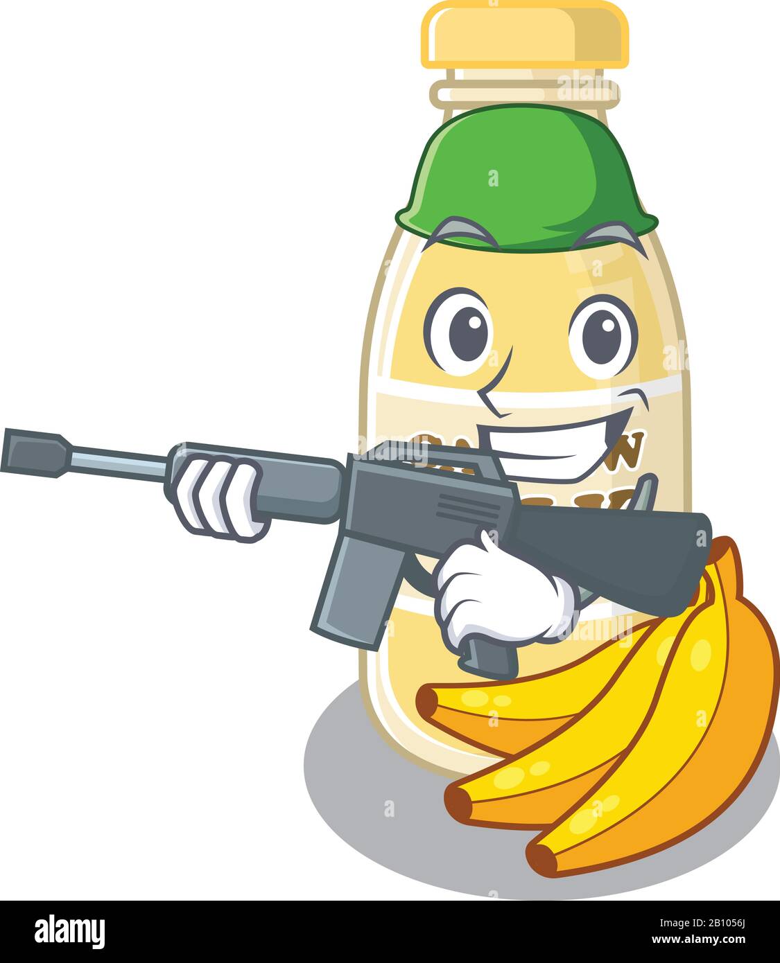A cute picture of cashew milk Army with machine gun Stock Vector Image ...