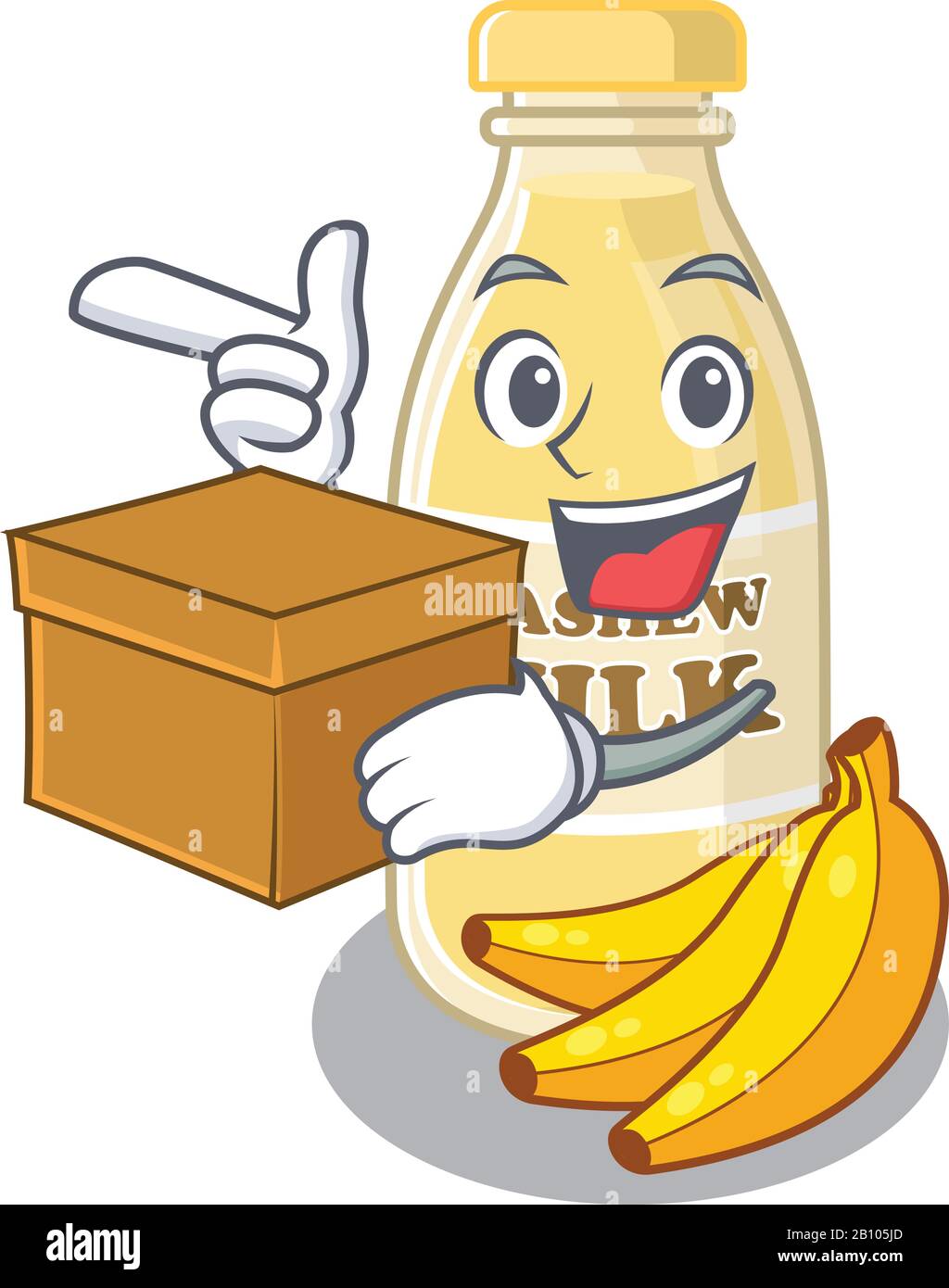Cute cashew milk cartoon character having a box Stock Vector Image ...