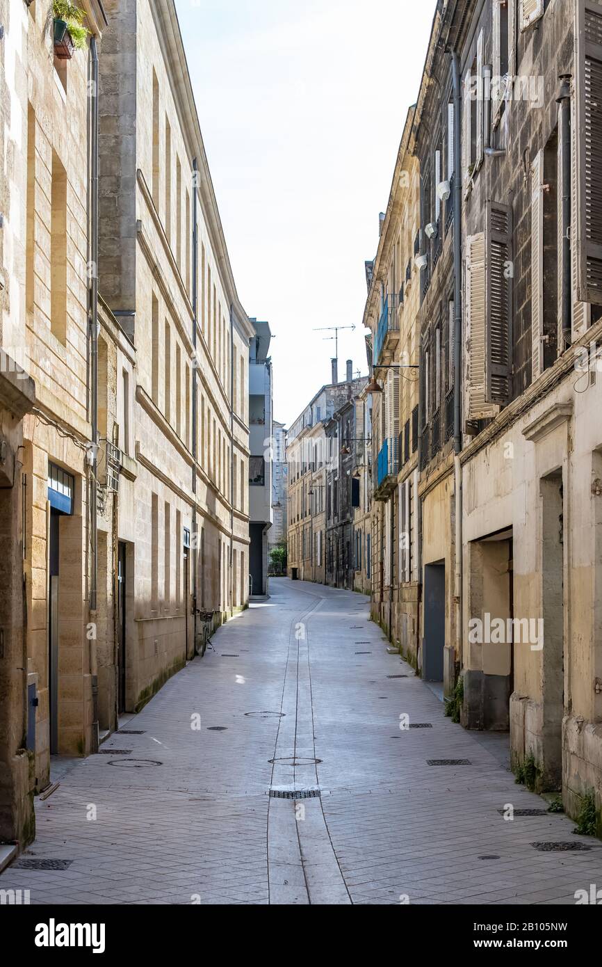 Bordeaux, beautiful french city, typical pedestrian street in the ...