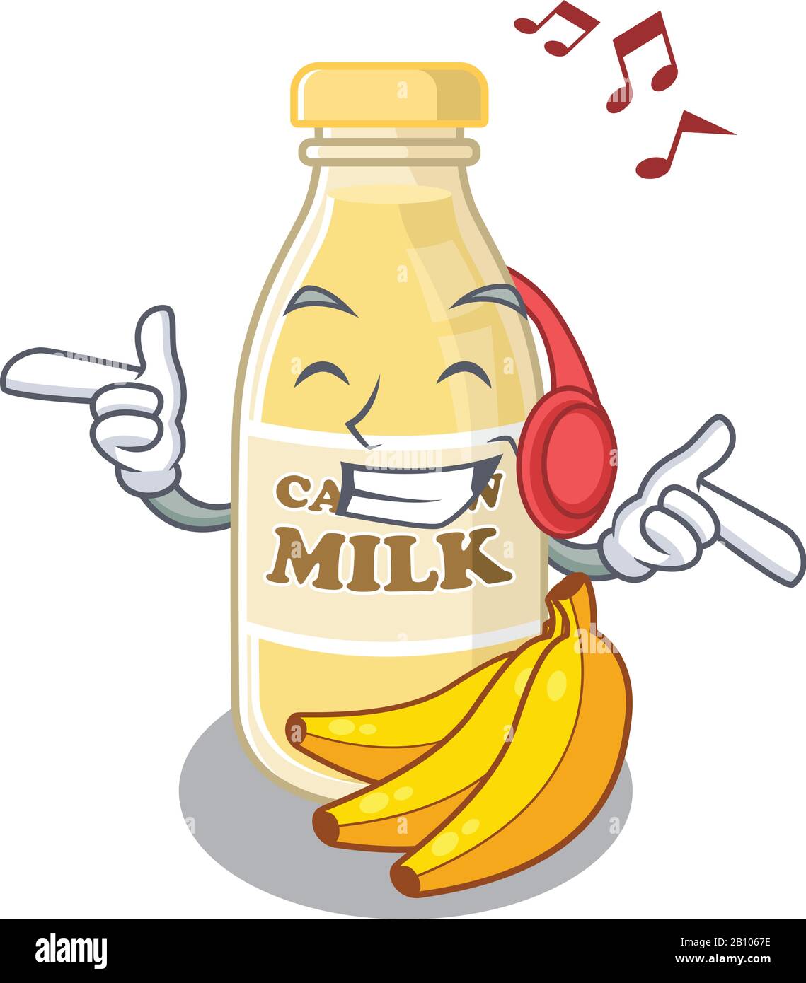 Listening music cashew milk cartoon character concept Stock Vector ...