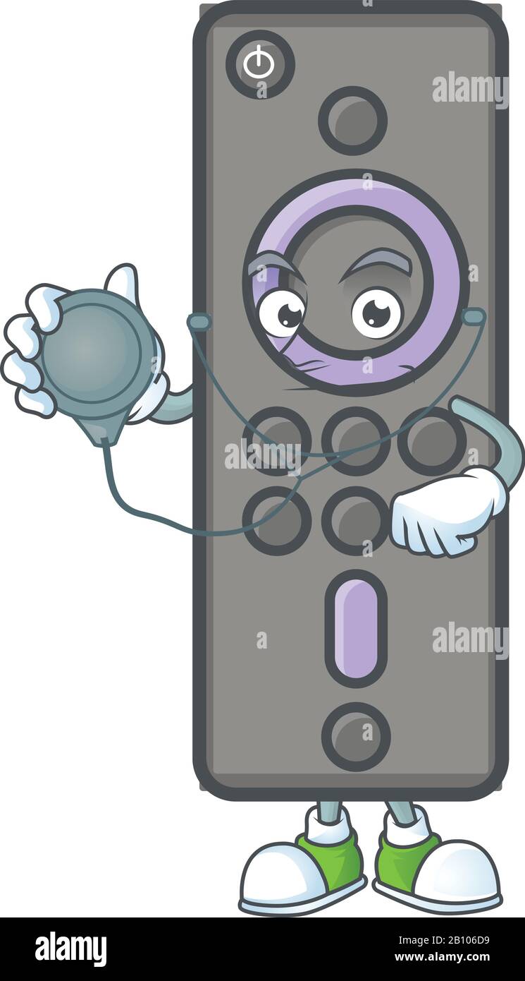 Remote control TV mascot icon design as a Doctor working costume with ...